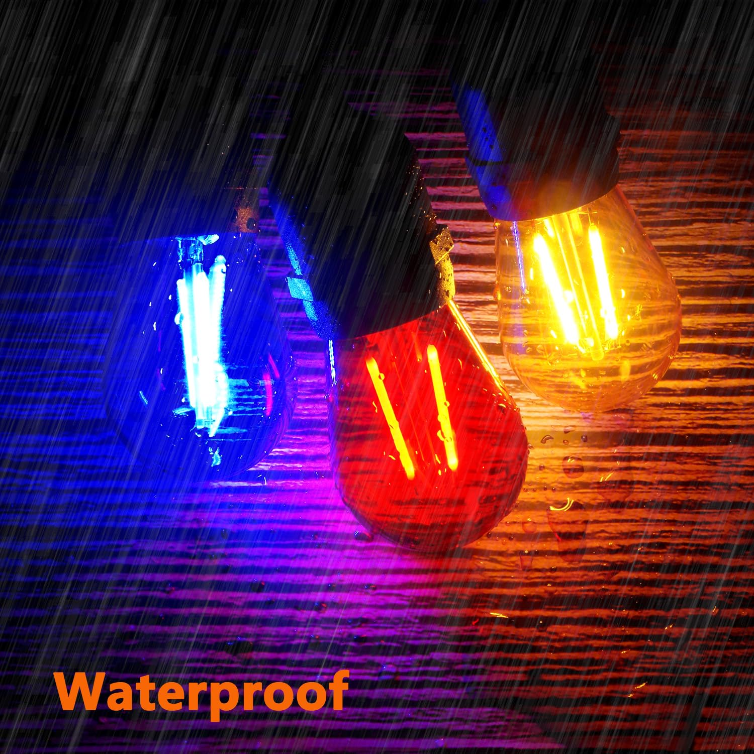 GUILEDUO 24 Pack S14 LED Red Light Bulb Green Light Bulb, Shatterproof 2 Watt Red Green String Light Bulbs Plastic Waterproof E26 Base Filament Edison Outdoor Replacement Christmas Light Bulbs, 120V