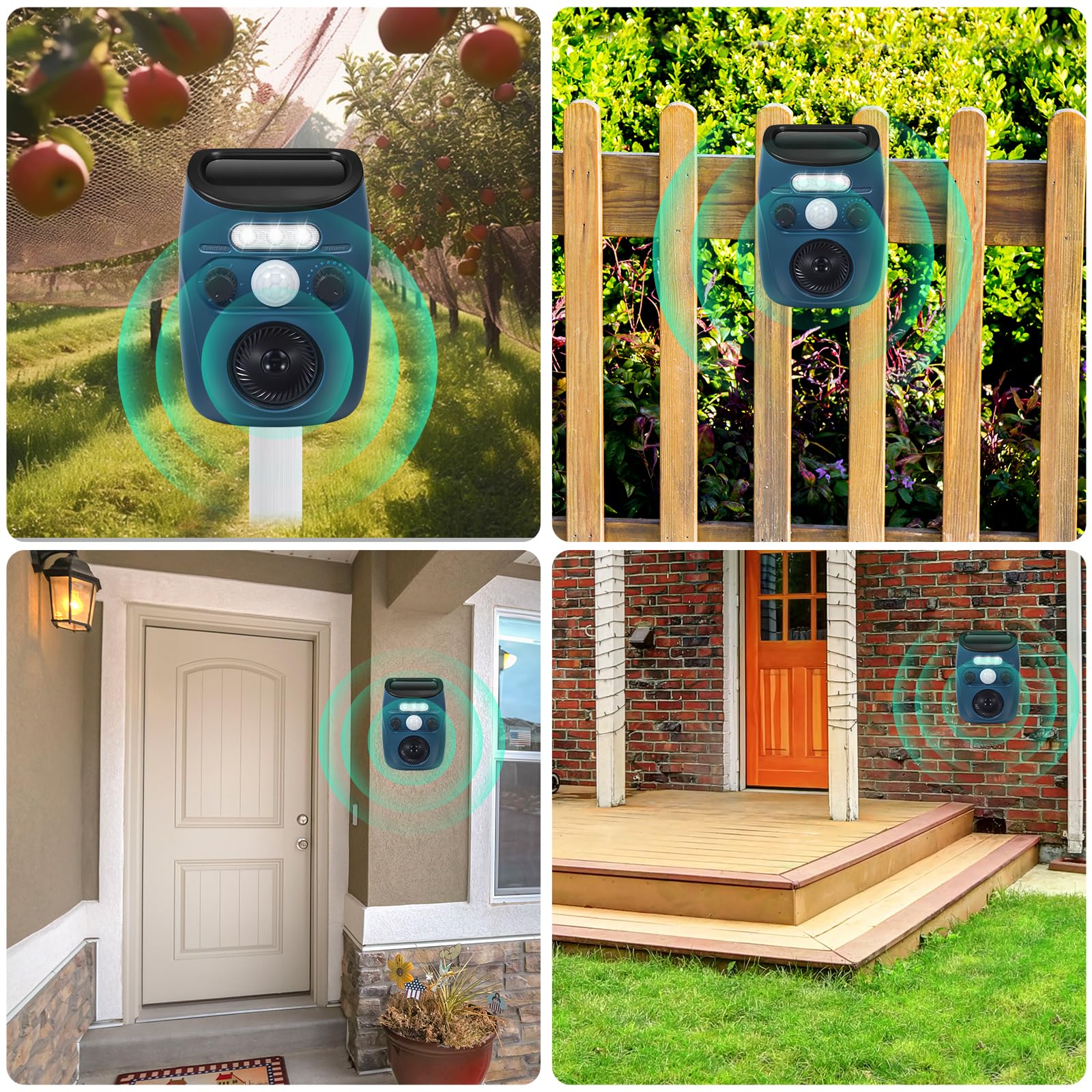 Upgraded Solar Ultrasonic Bird Repeller Bird Deterrents for Outside Bird Repellent Devices Outdoor with Flashing Light & Motion Sensor to Scare Bird Pigeon Woodpecker Out of Farm Balconies House