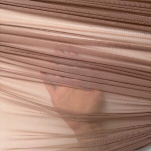 Power Mesh Fabric – 60 inch Width, Lightweight 4-Way Stretch Blend of Synthetic Fibers and Spandex, Perfect for Bra, Control-Topped Pantyhose, and Swimwear Linings (Mocha)