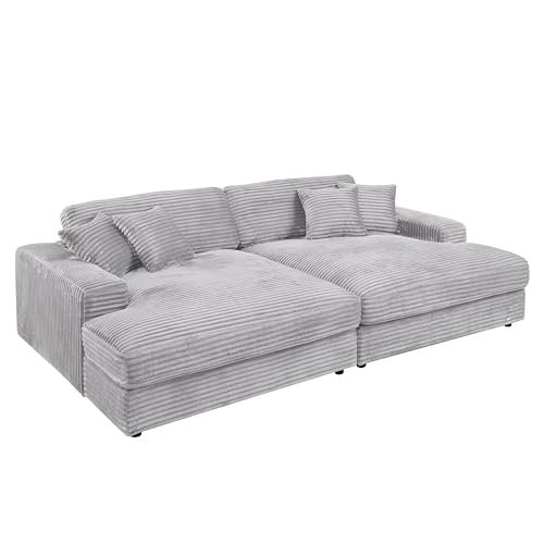 Acme Hilde Velvet Upholstered Sectional Sofa with 4 Pillows in Beige