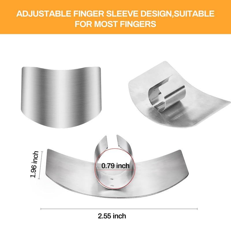 Stainless Steel Finger Guard, 2024 New Finger Protector for Cutting Food, Slicing Tool Finger Protector for Kitchen, Stainless Steel Finger Protector for Cutting, Chopping, Dicing, Slicing(4pcs)