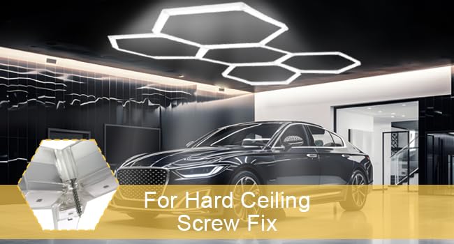 Brivulgent Hexagon LED Lights 5 Grid Garage Car Detailing - Hexagon Ceiling Lights Total Gym, Barber Shop, Workspace - Flicker-Free LED Hex Lights with Wider Coverage