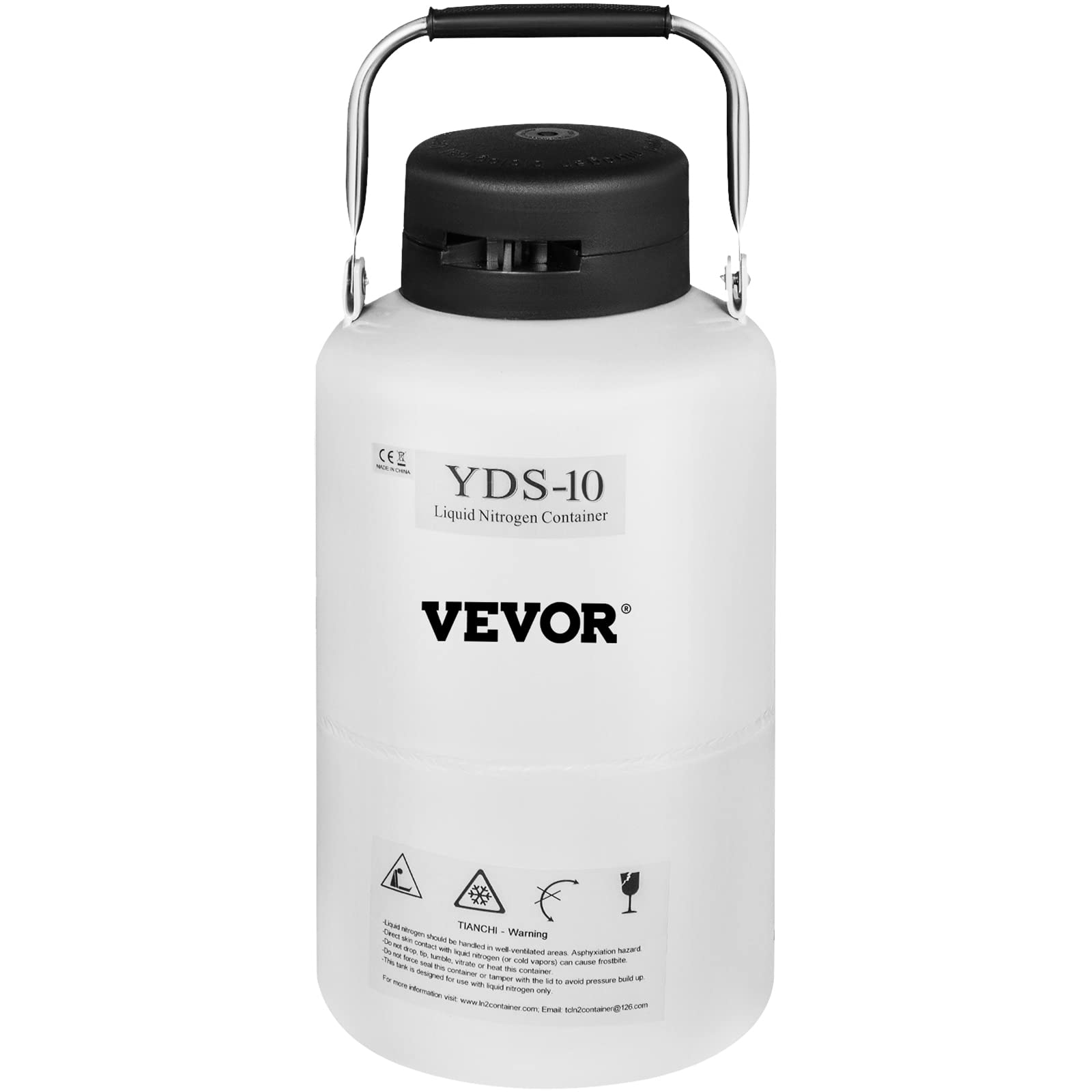 VEVOR Liquid Nitrogen Container 10L Aluminum Alloy Liquid Nitrogen Tank Cryogenic Container with 6 Canisters and Carry Bag