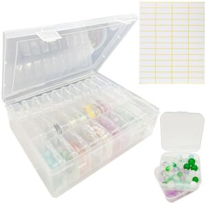 bead organizer box,30pcs small bead organizers storage clear plastic bead containers with label sticker for bracelet making diy jewelry diamond art craft nails tackle seeds box organizer