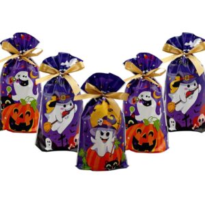 vifome 24 pcs halloween bags ghost bags halloween trick treat bags plastic bags with ribbons for gift wrapping halloween party decoration