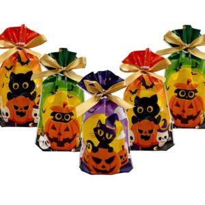 vifome 24 pcs halloween goodie bags trick or treat bags cat and pumpkin candy bags plastic bags with ribbons for gift wrapping halloween party decoration