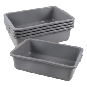 guankan 32 l plastic commercial bus tub, 4 pack large multi-use bus tote box, gray