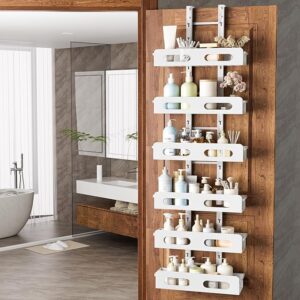 gonat 6 tier shower caddy organizer, over the door storage hanger,shower shelves rack with door hook, bathroom storage hanger and organizer, cabinet spice storage hanger (6 * 6' wide bakets, white)