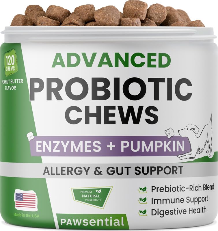 Dog Probiotic Chews for Dogs - Digestive Support w/Enzymes, Probiotics, Prebiotics and Pumpkin - Stool Quality and Consistency - Gas, Constipation, Diarrhea Relief 101ct - Beef Liver