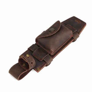 Tourbon Leather Hunting Fixed Blade Knives Sheath Horizontal & Vertical Carry for Belt Fire Starter Holder EDC Tools Holster for Camping Jungle