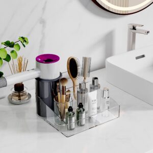 VITVITI Hair Tool Organizer and Hair Dryer Holder, Acrylic Curling Iron Holder Countertop for Bathroom, Clear Hot Styling Tools for Vanity Straightener/Makeup Brush/Toiletries