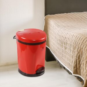 Bblina 1 Pack Plastic Foot Pedal Trash Can, 2.6 Gallon Garbage Can with Lid, Red