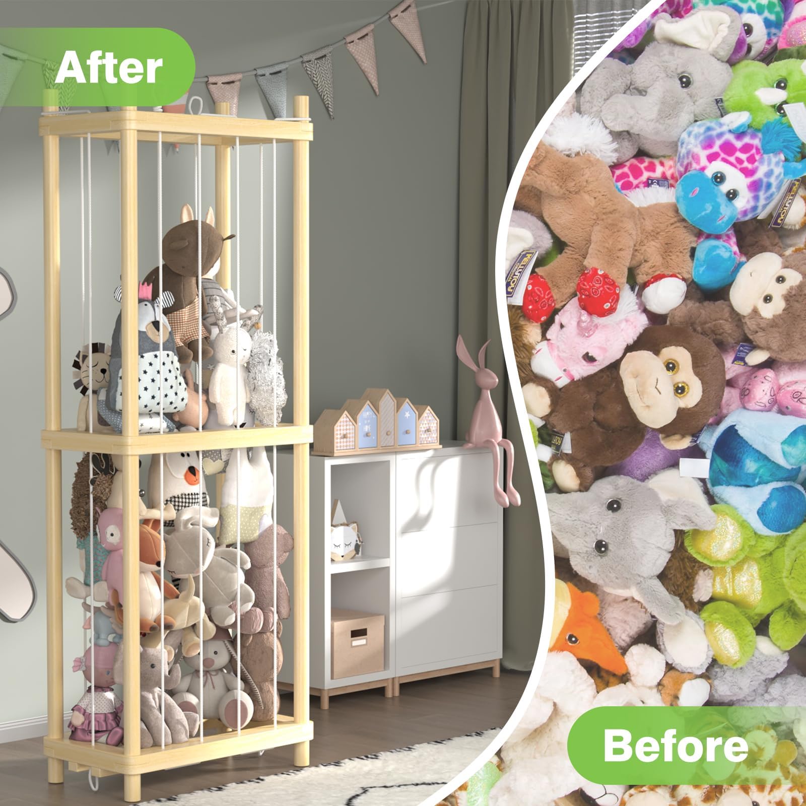 Stuffed Animal Zoo, Wooden Stuffed Animal Cage for Kids, Stuffed Animal Zoo Storage for Plus Toys, Large Stuffed Animal Storage Zoo, Stuffed Animal Zoo Storage Cage for Playroom, Bedroom, Nursery Room