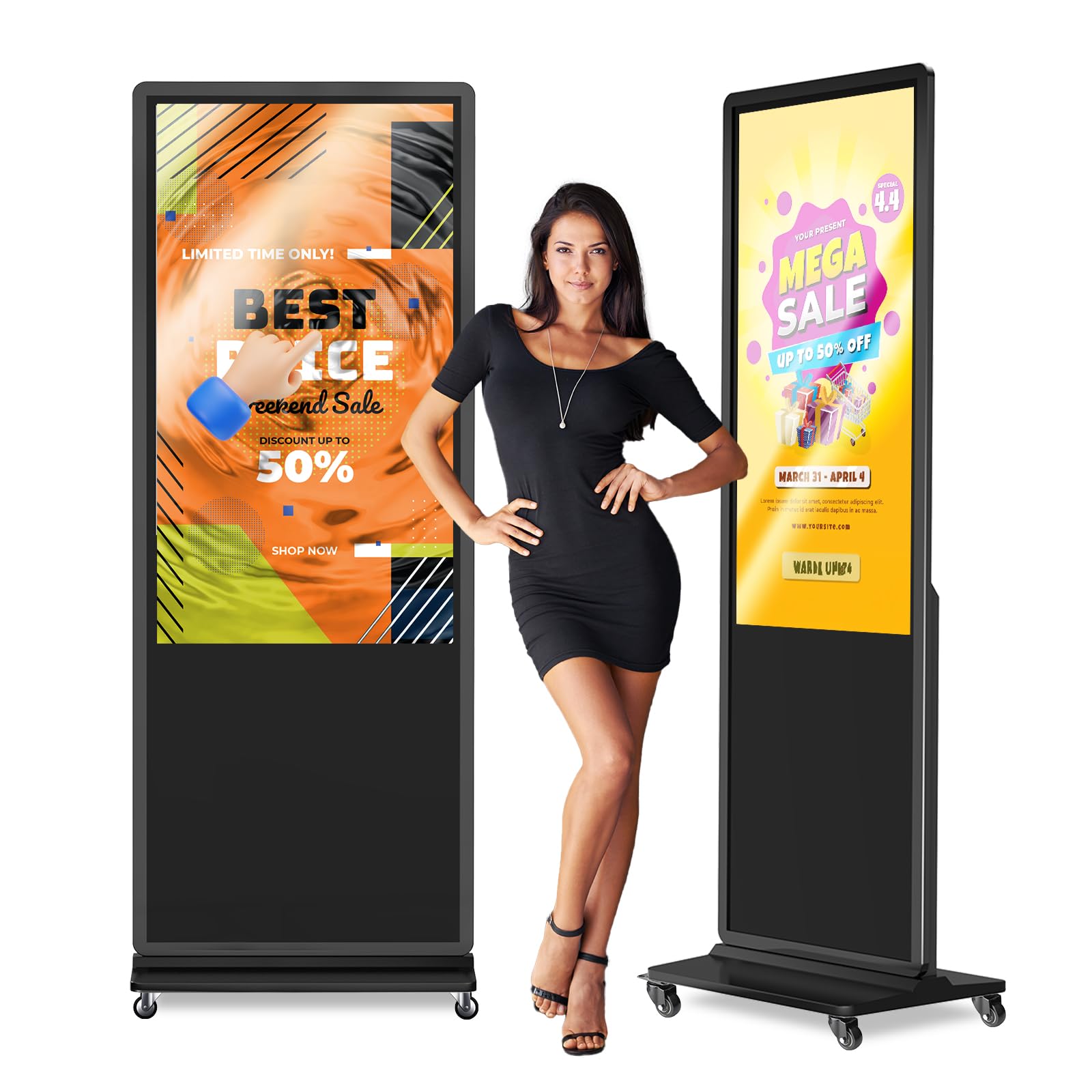 49 Inch Indoor Touch Screen Digital Signage,Floor Standing Digital Signage Displays,Digital Kiosks & Interactive Displays Support HDMI Input,Auto Media Player,Android System,Black ﻿