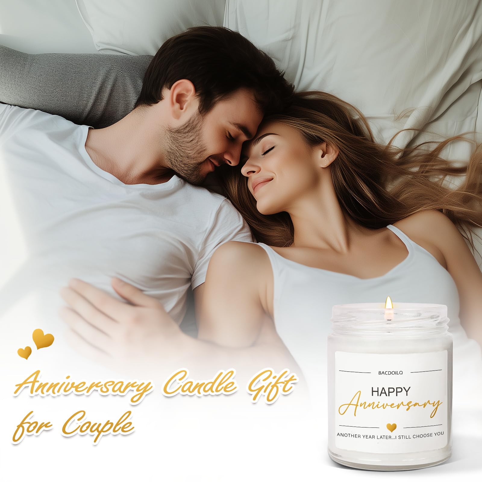 Anniversary Candle for Couple, Happy Anniversary Candle, Women Men Gift for Anniversary, Gifts for Wedding Anniversary for Couple/Wife/Husband, Lavender Scented Candle