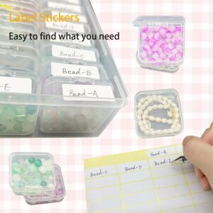 Bead Organizer Box,30Pcs Small Bead Organizers Storage Clear Plastic Bead Containers with Label Sticker for Bracelet Making DIY Jewelry Diamond Art Craft Nails Tackle Seeds Box Organizer