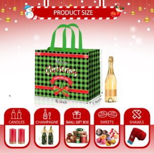 12Pack Extra Large Christmas Gift Bags, 16.5"×12.6"×7.2" Reusable Non-Woven Christmas Tote Bags with Handles, Multifunctional Christmas Bags for Gifts, Xmas's Party Supplies, New Year, Shopping