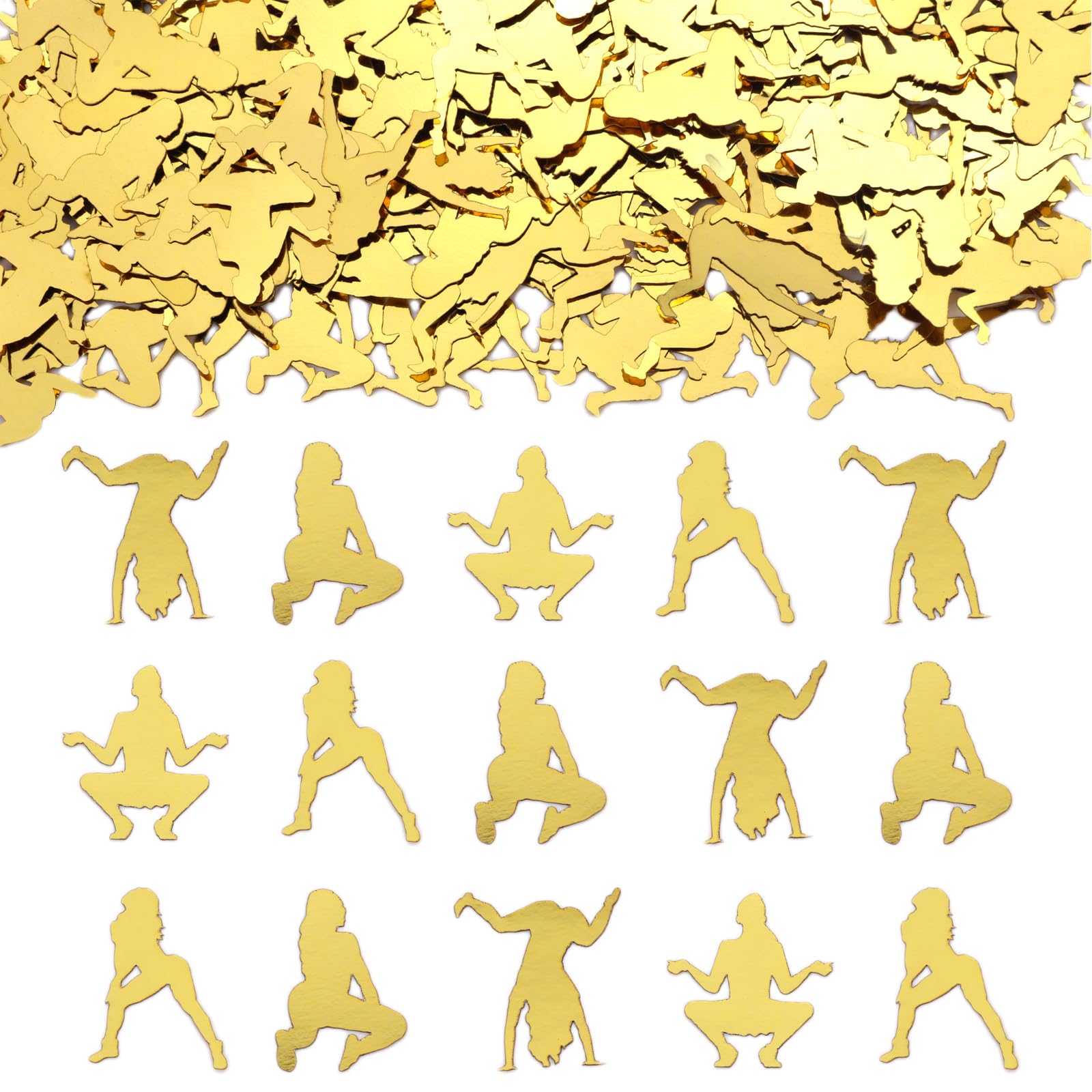 Sursurprise 200Pcs Twerk Theme Gold Metallic Foil Confetti, Funny Twerking Birthday Stripper Bachelorette Bridal Shower Table Scatters Favors, Night Out Pole Dance Disco Decor Supplies