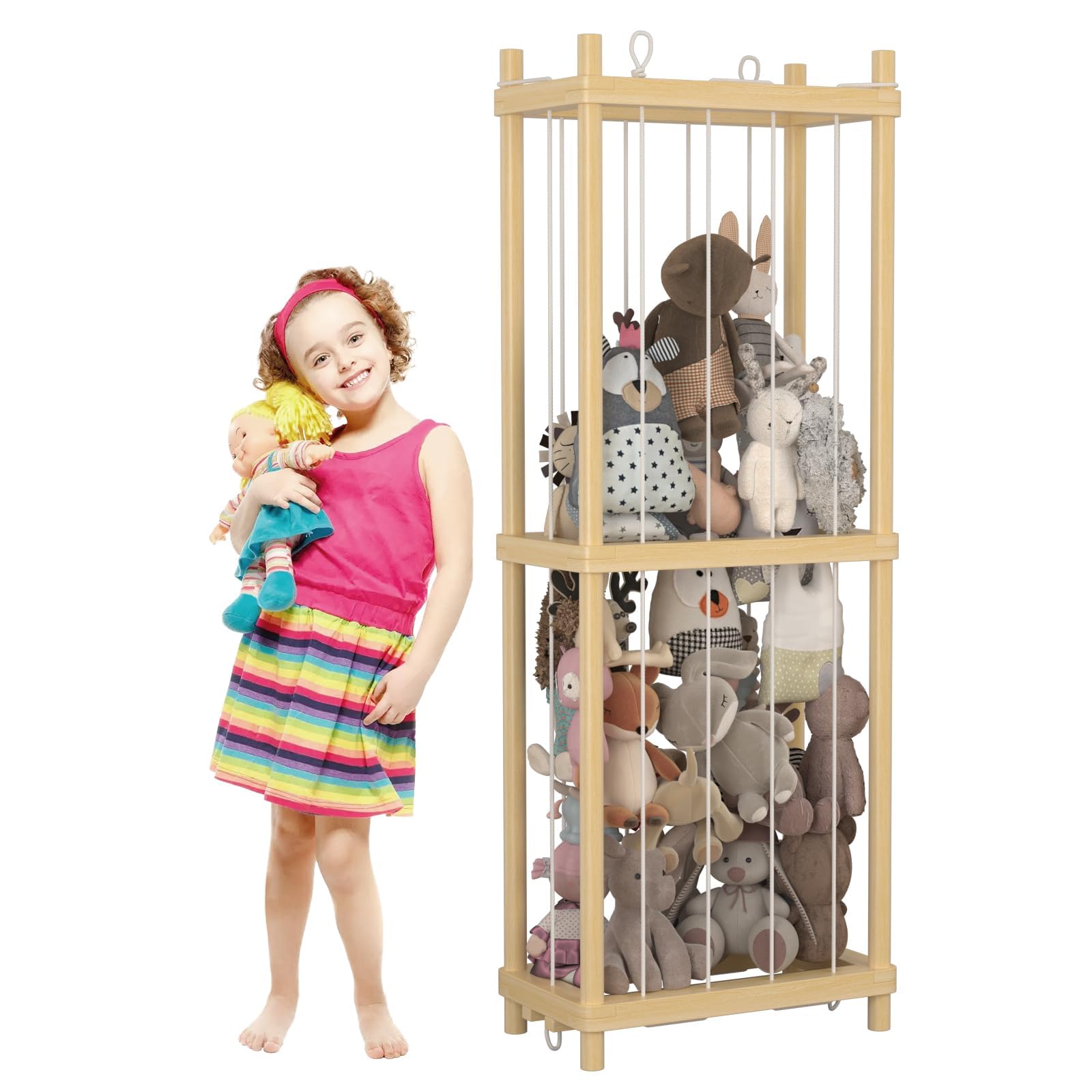 Stuffed Animal Zoo, Wooden Stuffed Animal Cage for Kids, Stuffed Animal Zoo Storage for Plus Toys, Large Stuffed Animal Storage Zoo, Stuffed Animal Zoo Storage Cage for Playroom, Bedroom, Nursery Room