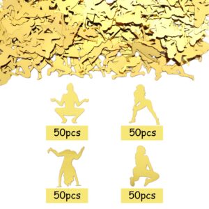 Sursurprise 200Pcs Twerk Theme Gold Metallic Foil Confetti, Funny Twerking Birthday Stripper Bachelorette Bridal Shower Table Scatters Favors, Night Out Pole Dance Disco Decor Supplies