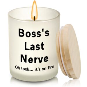 boss lady gifts for women boss gifts funny birthday christmas gifts for boss, gag cool office christmas gifts for coworkers thank you appreciation gifts for boss office decor, boss's last nerve candle