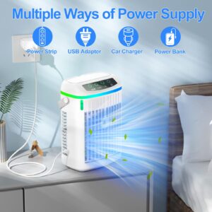 Evaporative Air Cooler, PERKDS Portable Air Conditioner with Quiet, 3 wind speeds & 2 Cool Mist with Colorful Night Light, Mini AC Unit for Bedroom Room Car Office