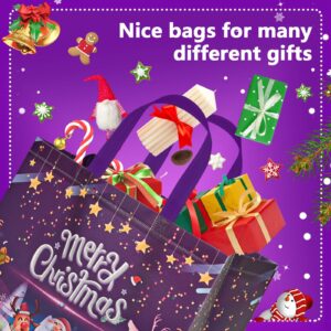 8Pack Large Christmas Gift Bags, Reusable Christmas Bags for Gifts，Christmas Tote Bags with Handles, 12.4"×9.7"×6.8" Xmas Gift Bags for Christmas Presents, Holiday Gift Bags for Shopping, Party Favor