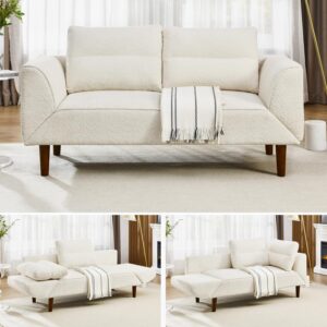 futon sofa bed couch convertible sleeper,comfy loveseat small couch with adjustable armrest,small sofa couches for small spaces living room,bedroom (beige)