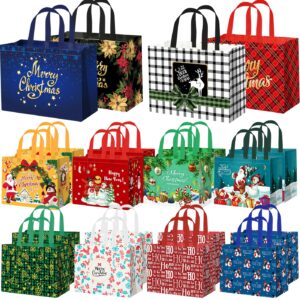 wluseaxi 20pack christmas gift bags assorted sizes,reusable christmas tote bags with handles,including 4 extra large,16 large christmas bags for gifts wrapping for xmas holiday party favor