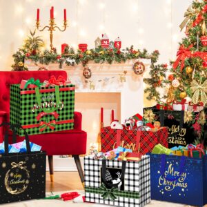 12Pack Extra Large Christmas Gift Bags, 16.5"×12.6"×7.2" Reusable Non-Woven Christmas Tote Bags with Handles, Multifunctional Christmas Bags for Gifts, Xmas's Party Supplies, New Year, Shopping