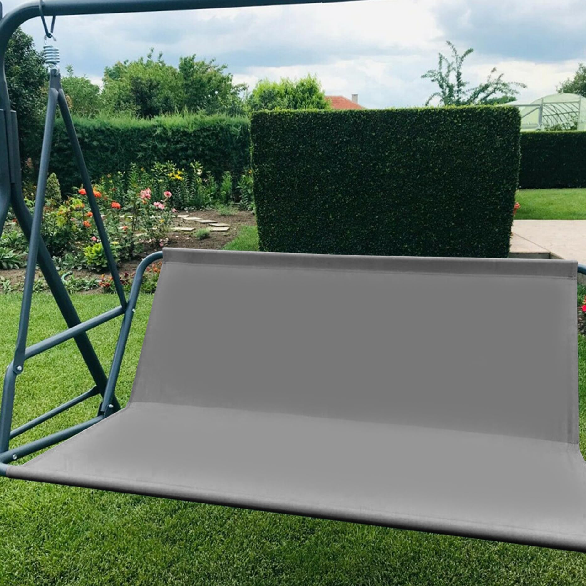 Garden Swing Seat Cover Replacement 45x19x19 Inch Waterproof Yard Swing Chair Cover Fit for Outdoor 2 and 3 Seater Swing Chair Grey, Garden Accessories