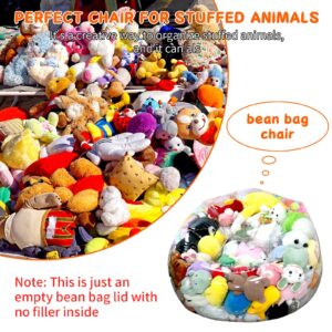 Clear Stuffed Animal Storage Bean Bag Chair Cover for Kids, Extra Large Waterparoof Beanbag Chair Cover with Zipper, PVC Bean Bag Chair for Children Plush Toys Storage & Organizing