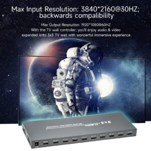 ORIVISION Video Wall Controller, 3x3 HDMI Video Wall Control,4K30 Input 108060 Output with 10 Splicing Modes 2x2,1x1,2x1,3x1,1x2,1x3,2x3,3x2,3x3,2x4, 180°Rotate TV Wall Processor for Mall ...etc.