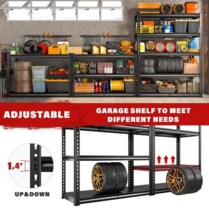 REIBII 3000 LBS Garage Shelving 72" H Storage Shelves Heavy Duty 5 Tier Metal Shelving Adjustable Metal Shelves for Storage Sturdy Industrial Shelving for Pantry Kitchen Garage Basement