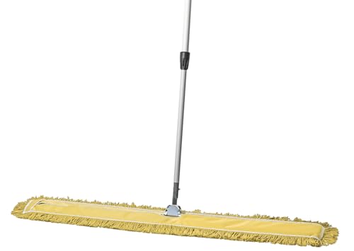 48 Inch Yellow Dust Mop with Metal Handle and 48 Inch Dust Mop Refill Bundle - 2 Mop Sets and 2 Refills