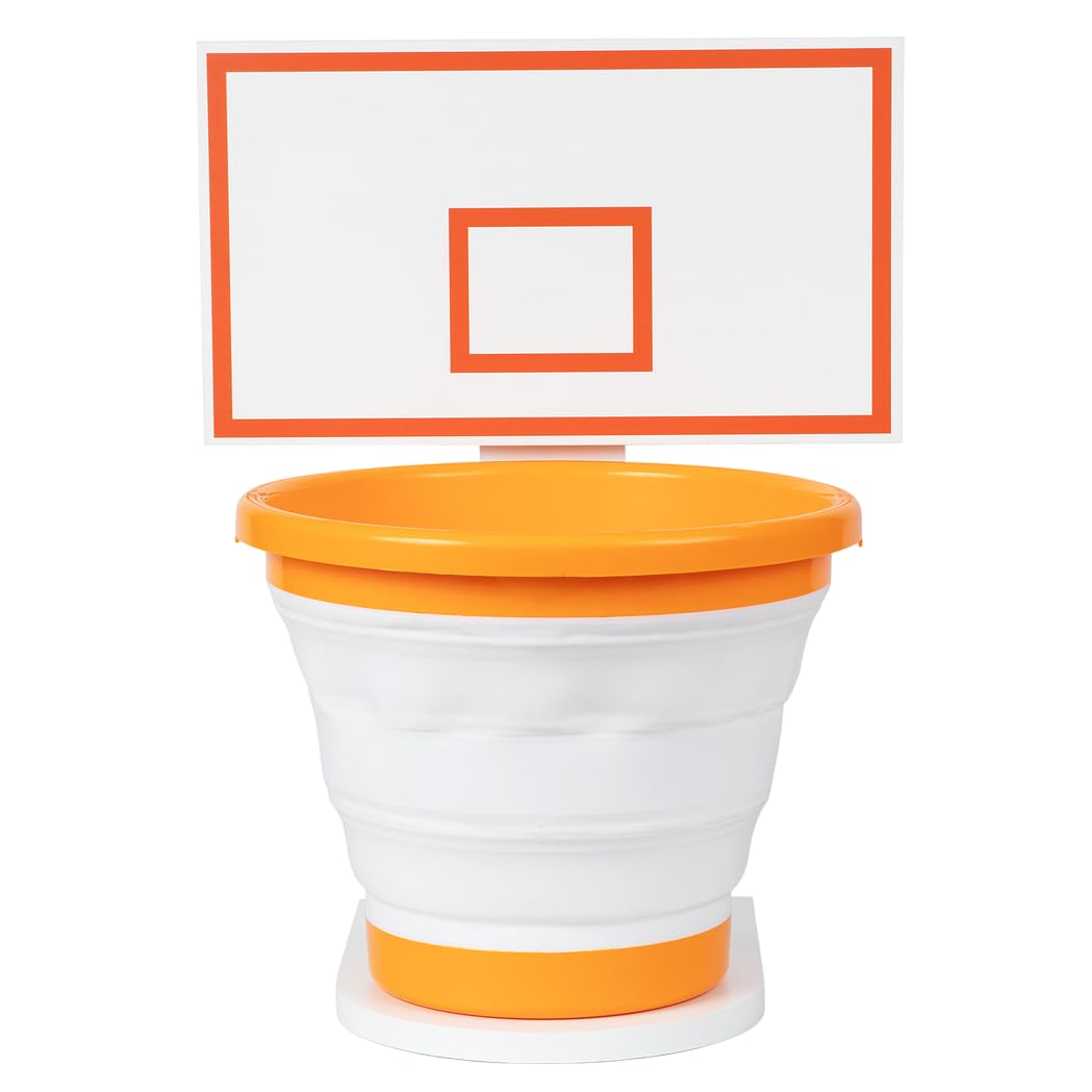 Basketball Trash Can Garbage Hoop - Includes Solid Wood Backboard and Base, and Orange Basketball Garbage Can, Makes a Great Trash Can Basketball Bin for Kids Room, Boys Bedroom, or Office