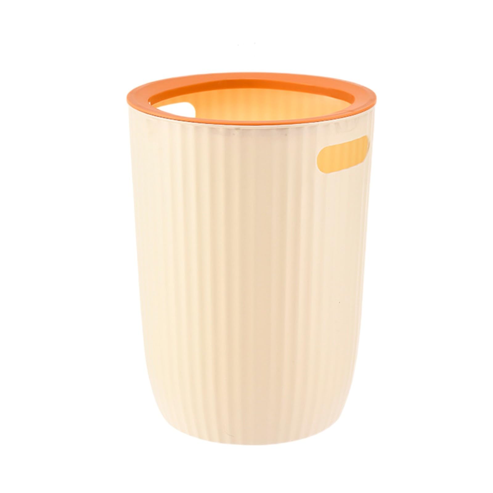 Wastebasket Large Capacity Household Pressure Ring Bathroom Toilet Living Room Kitchen Bedroom Office Waste Tissue Baskets for Under Desk Small Trash Can (Orange)