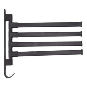 towel rack, black swivel towel aluminum punch rustproof wall mounted with expansion screw for bedroom for kitchen (4 arms)