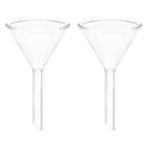 patikil 50mm glass funnel, 2 pack short stem scientific borosilicate glass heavy wall funnel for filling water bottle home lab kitchen use