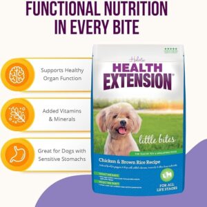 Health Extension Little Bites Chicken & Brown Rice Dry Dog Food (4 lb / 1.8 Kg) - Natural with Probiotics and Superfoods for Teacup, Toy & Small Breeds (Pack of 2)