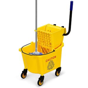 dfre premium commercial mop bucket side press wringer on wheels cleaning 26 quart cleaning supplies bucket with wringer set mops for floor cleaning home office spin mop floor cleaner mop bucket