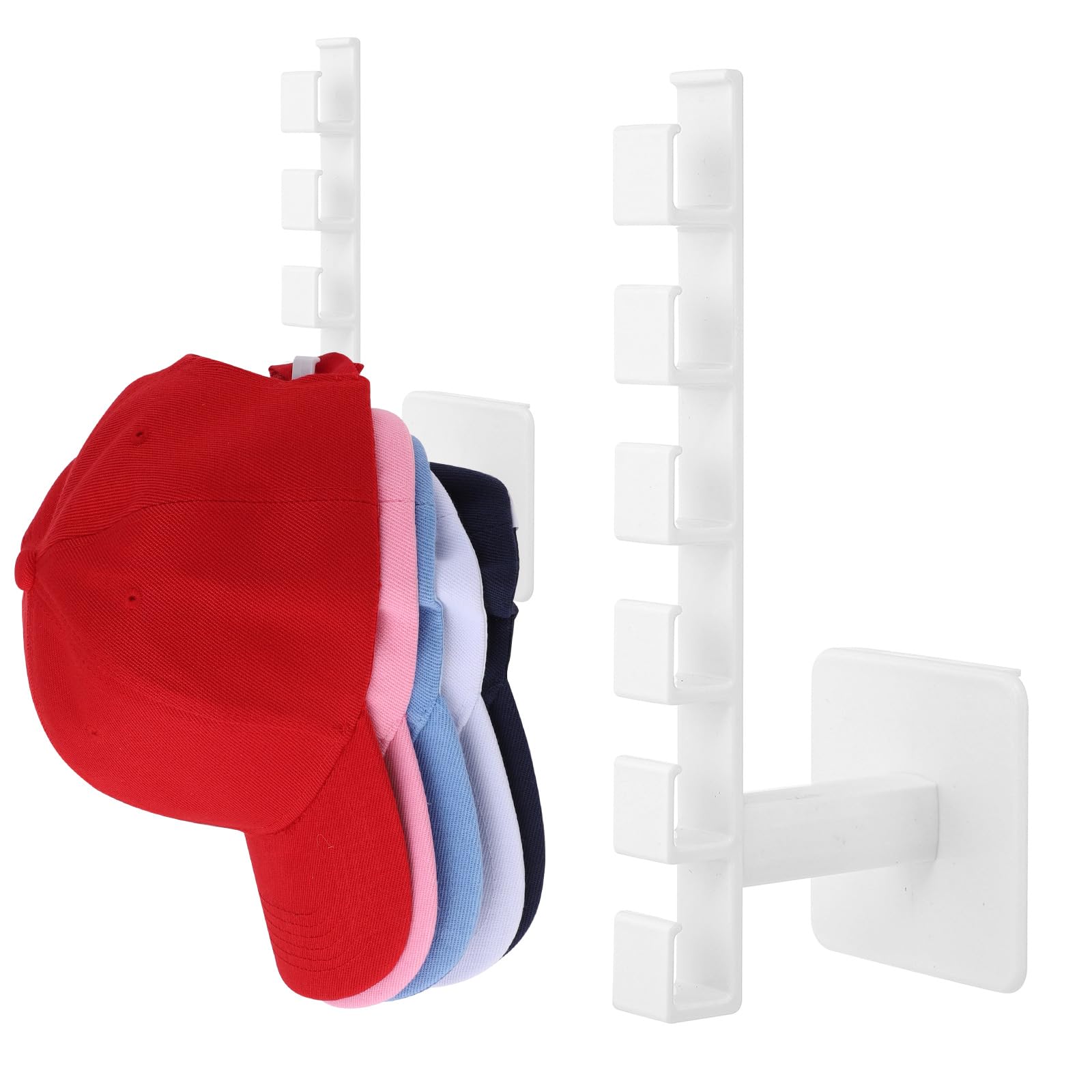 2 Pack Hat Racks for Baseball Caps, Wall Mount Baseball Hat Organizer Hat Holder Storage Organizer for Baseball Cap Strong Adhesive Hat Hanger Hooks for Wall, Closet, Door