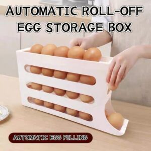 4 Tiers Egg Holder for Fridge, Automatic Scrolling Egg Rack Holder, Eggs Dispenser Auto Rolling, Large Capacity Eggs Organizer Storage 30 Egg for Fridge, Kitchen. (transparent)