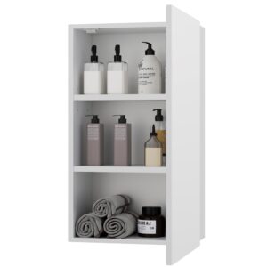 eclife 24" Bathroom Medicine Cabinet W/Mirror, Single Door Bathroom White Wall Mount Mirror Cabinet, Hanging Triple Shelf Storage Cabinet Opens Left and Right