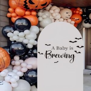 a baby is brewing with bats for baby shower welcome sign decal, halloween witchy baby shower, october baby shower, fall season baby，haunted house backdrop for halloween (baby is brewing decal)