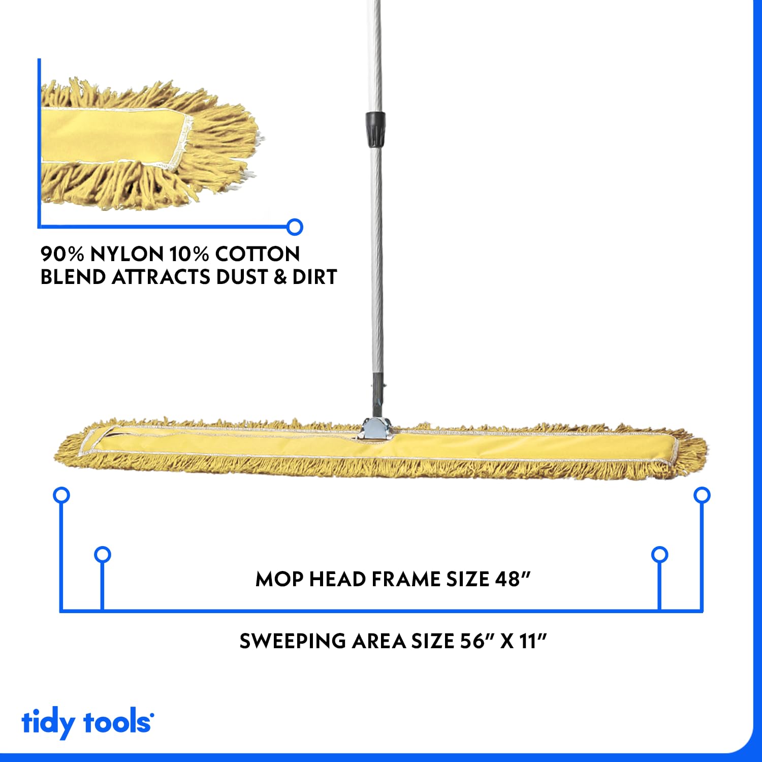 48 Inch Yellow Dust Mop with Metal Handle and 48 Inch Dust Mop Refill Bundle - 2 Mop Sets and 4 Refills