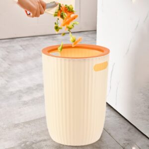 wastebasket large capacity household pressure ring bathroom toilet living room kitchen bedroom office waste tissue baskets for under desk small trash can (orange)