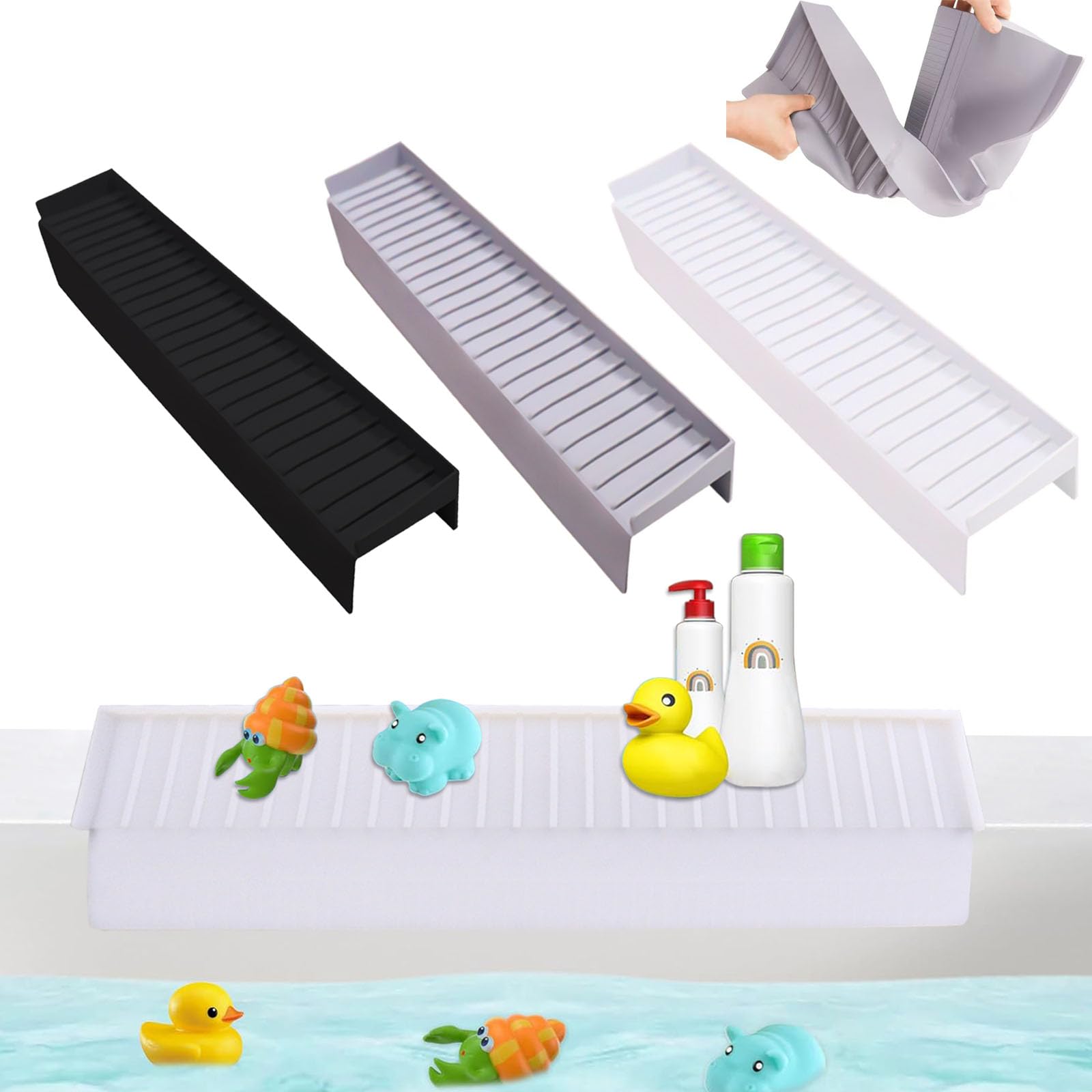 Silicone Sink Edge Protector ＆ Splash Guards for Kitchen Sink Bathtub Sink, Upgrade 5° Multifunction Silicone Sink Protector Countertop Protectors - 20" x 4" Sink Protector (White)