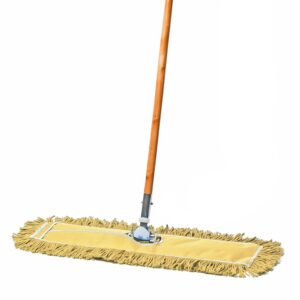 24 Inch Yellow Dust Mop with Wood Handle and 24 Inch Dust Mop Refill Bundle - 2 Mop Sets and 4 Refills