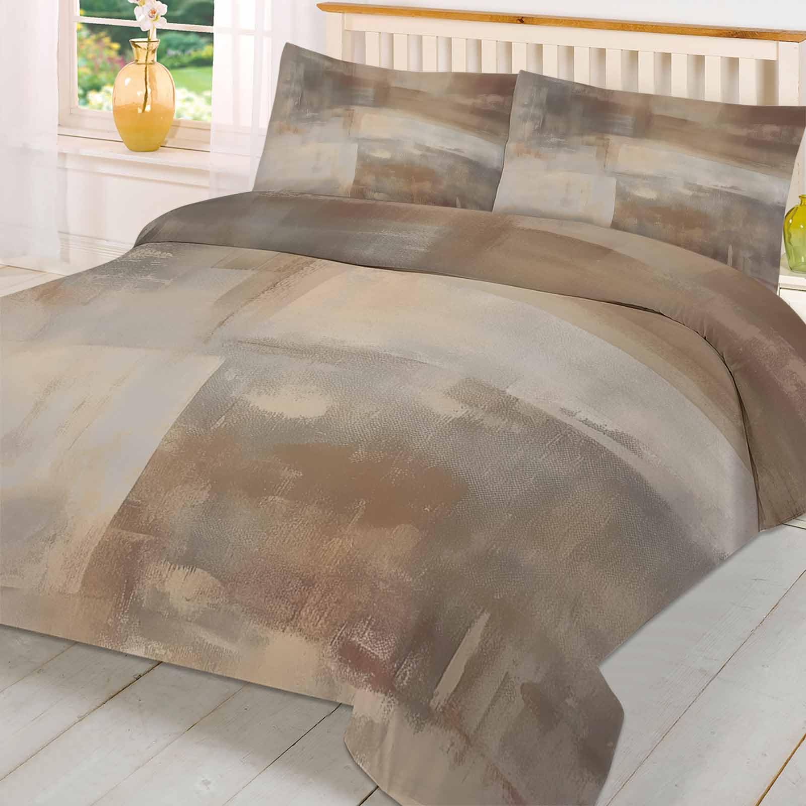 Gradient Brown Duvet Cover Cal King Size Bedding Set, 3 Pieces Washed Patterned Textured Bed Comforter/Quilt Cover with Matching Abstract Minimalism Painting Texture Pillowcases for All Seasons